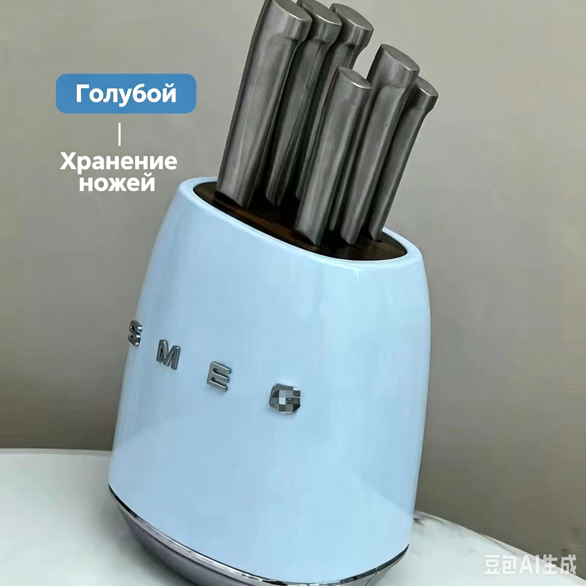 Синий набор кухонных ножей 7-в-1, красивый и прочный, острый и практичный