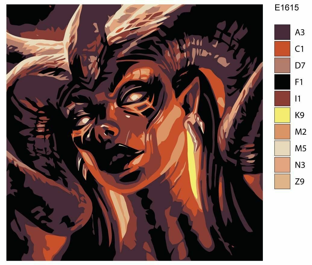 Детская картина по номерам E1615 "Игра Diablo (Диабло). Лилит" 30x30
