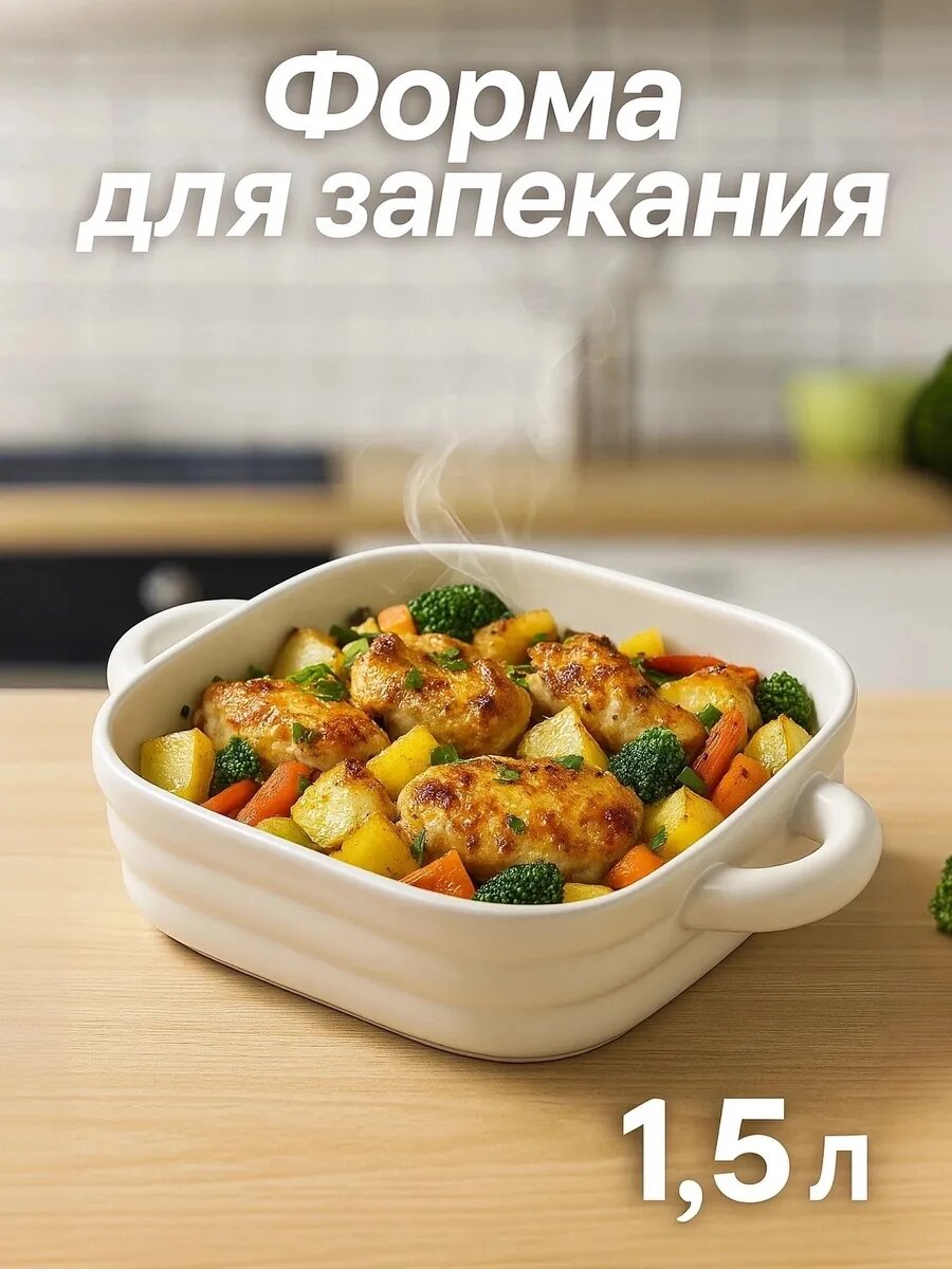 Форма для запекания в духовке Доляна «Зефир», 1,5 л, 21×21 см, квадратная, керамика, цвет белый