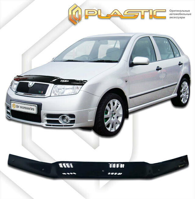 Дефлектор капота Skoda Fabia хэтчбэк 2004-2007 Черный глянцевый СА Пластик
