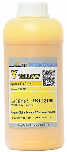 Чернила DCTec пигментные HP Z2100 Yellow (желтый) 1000 мл
