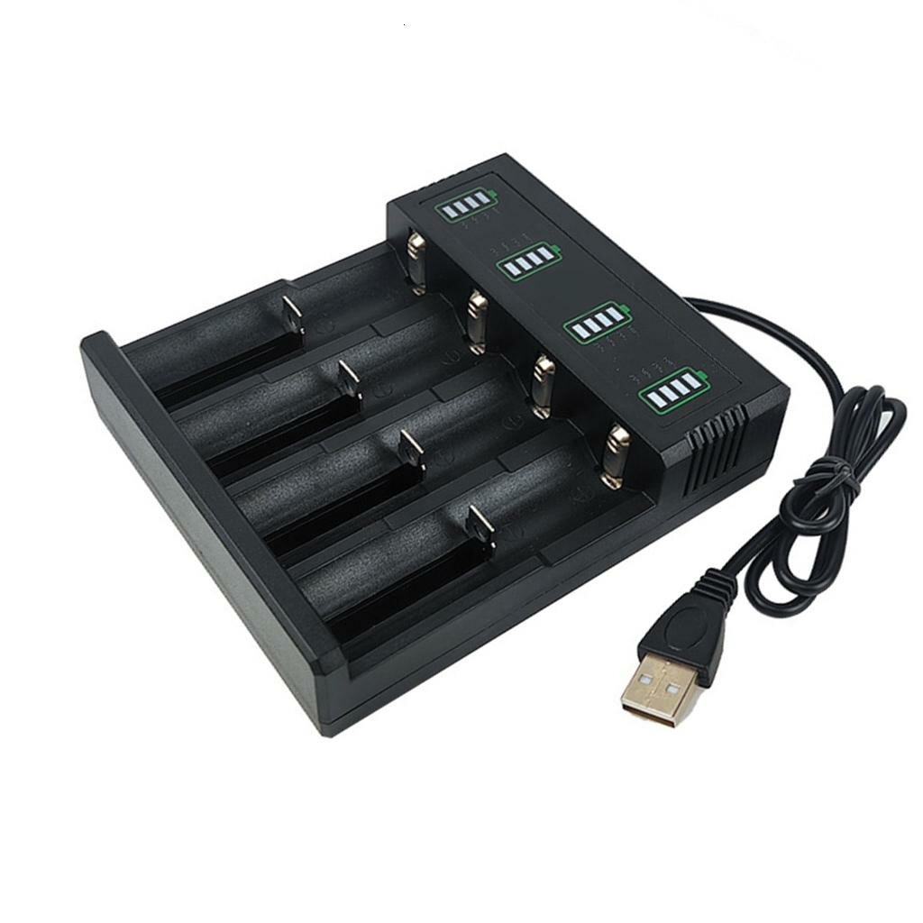 USB-зарядное устройство для аккумуляторов 18650, 4 слота для батареек