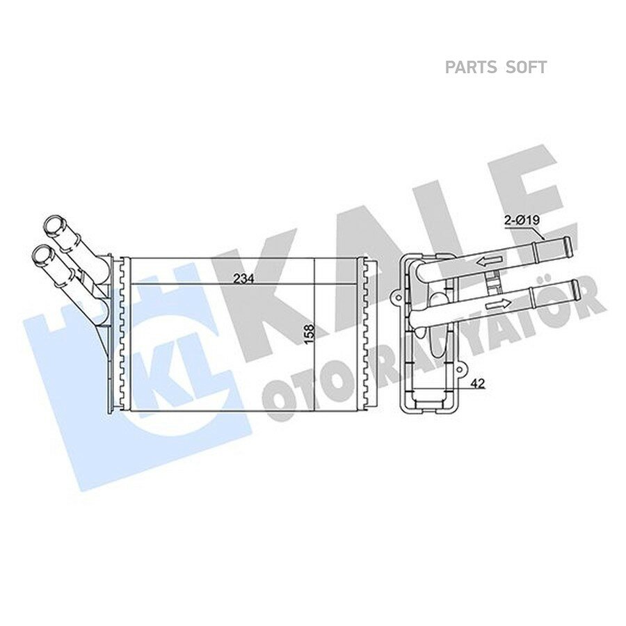 KALE 347370 Радиатор отопителя для а/м VW Passat B5 (96-)