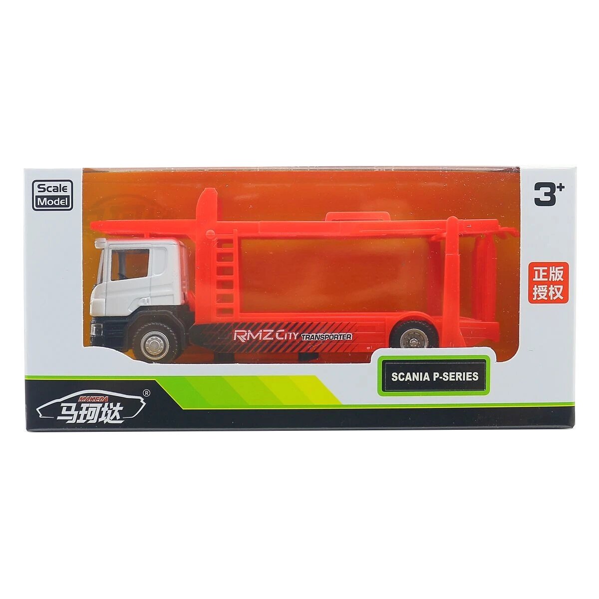Модель грузовика Scania P-Series оранжевого цвета 1/64