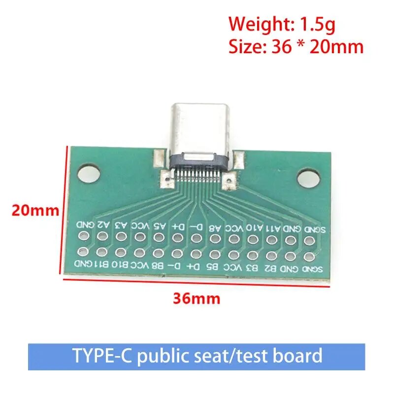 Type-C тестовая плата 36x20 мм, Male