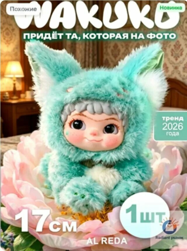 Вакуку коллекционный Игрушка 17 см, мягкая, бирюзовая
