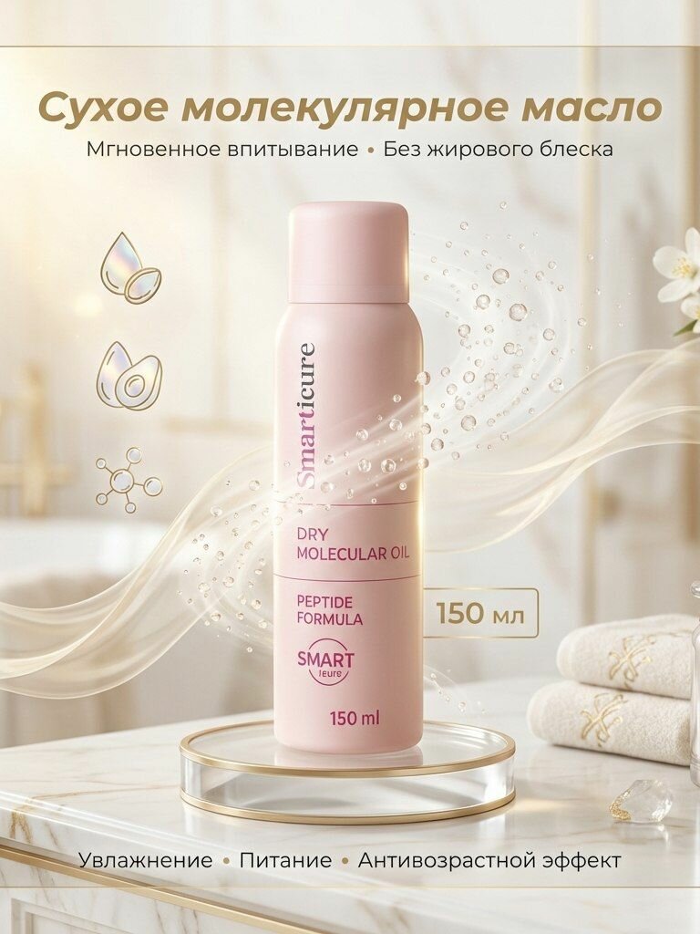 Пептидное сухое молекулярное масло Smart Master для педикюра, волос, ногтей, увлажняющее средство для кожи рук, уход для лица, ног и тела, 150 мл