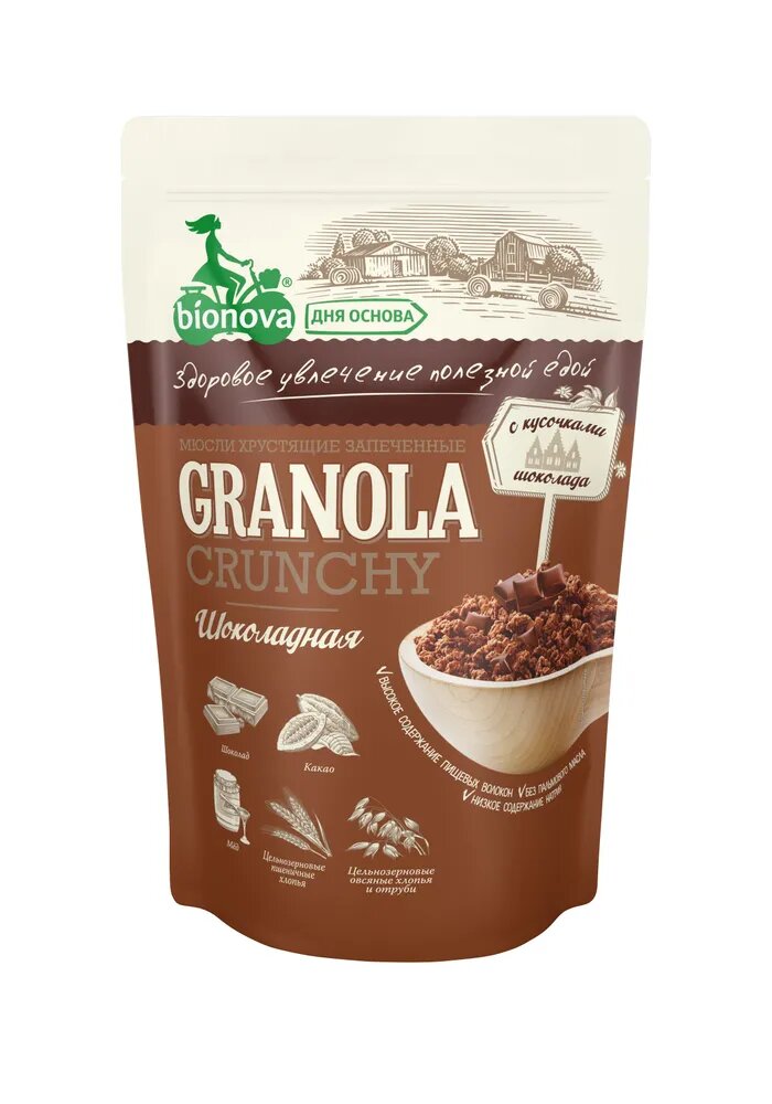 Гранола Bionova Crunchy Шоколадные, 400 г