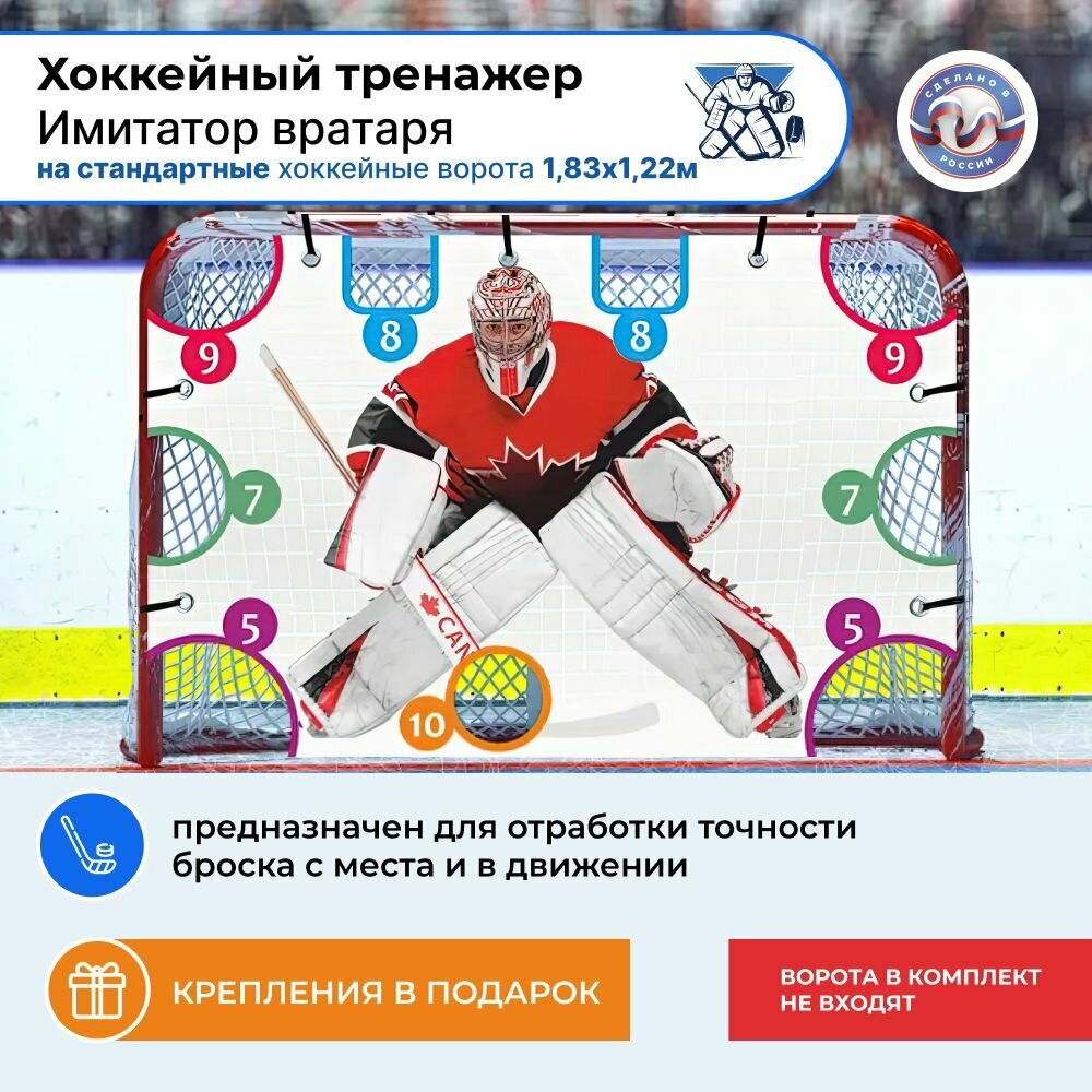 Хоккейный тренажер Канада На стандартные ворота 182х117см, Баннерное полотно с 9-ю отверстиями