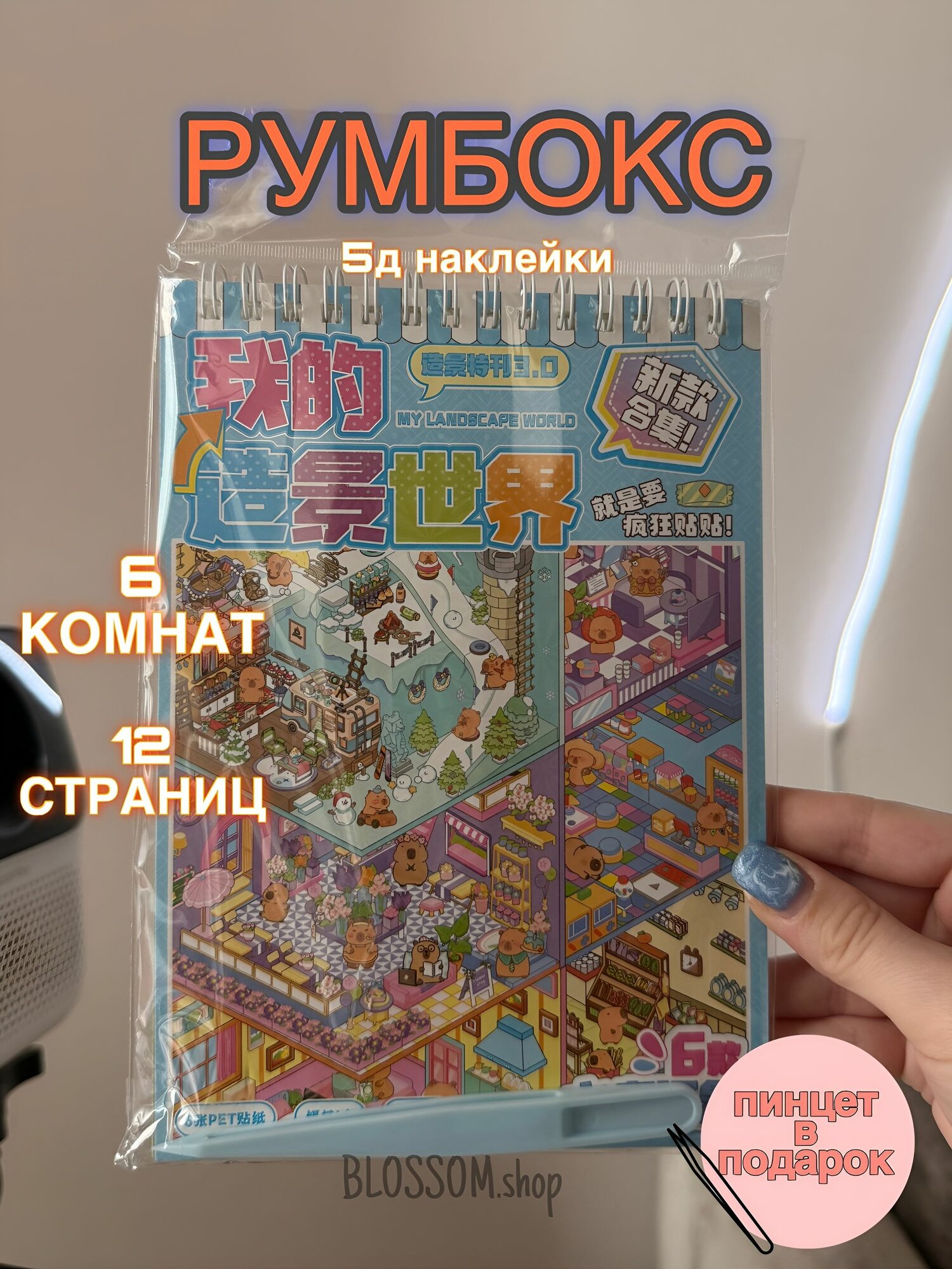 Блокнот наклейки антистресс румбокс 6 комнат Капибара