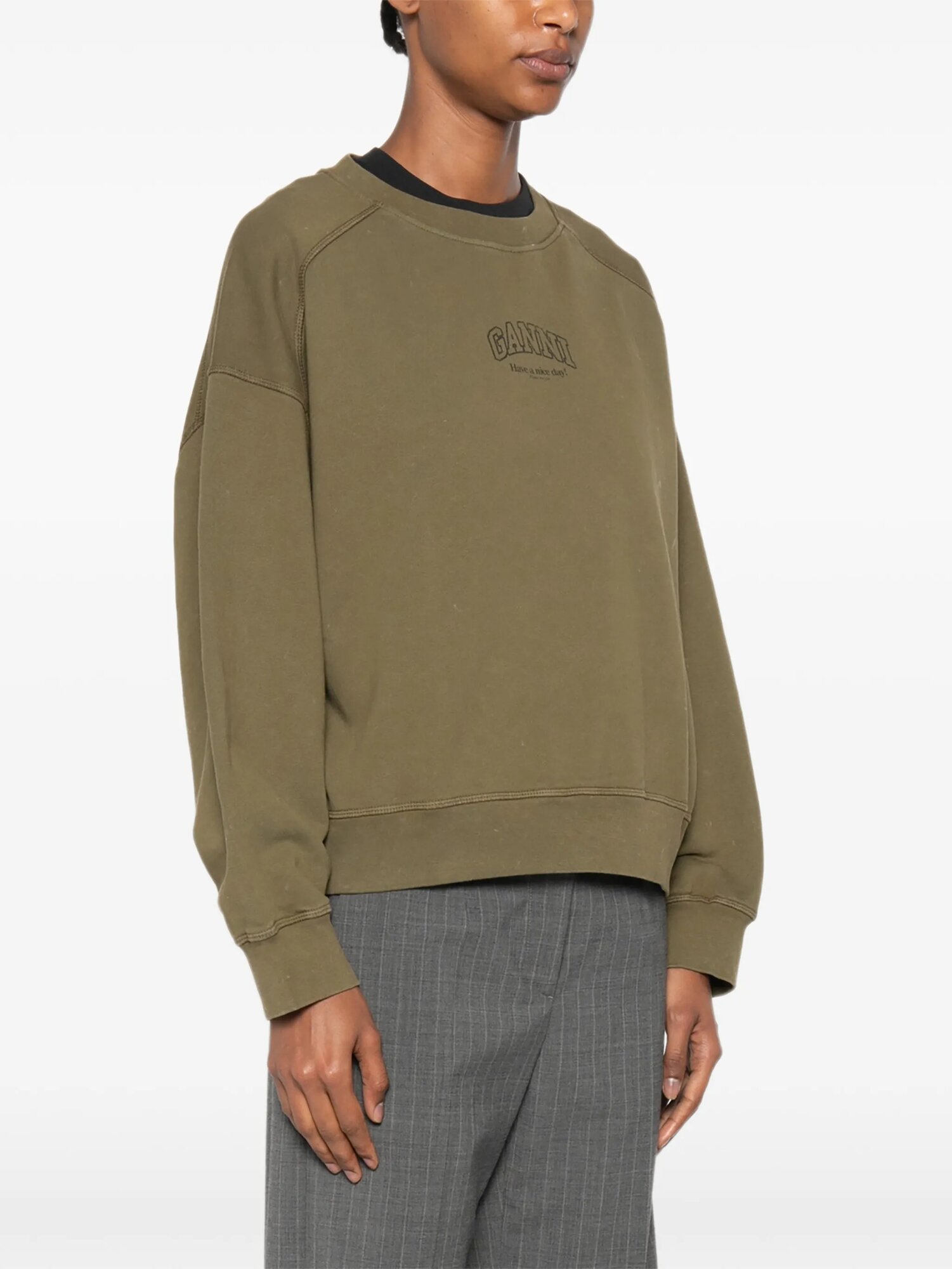 Толстовка GANNI Logo-print raglan-sleeve sweatshirt, размер 44 — фото 1