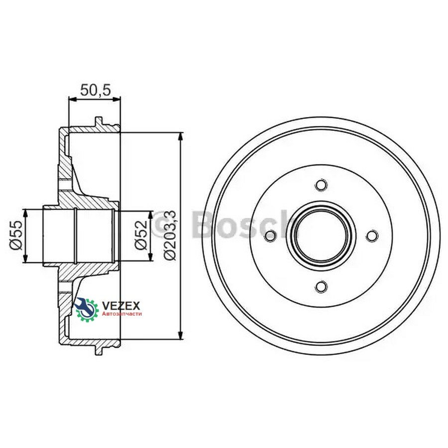 BOSCH 0986477172 Барабан тормозной 2шт