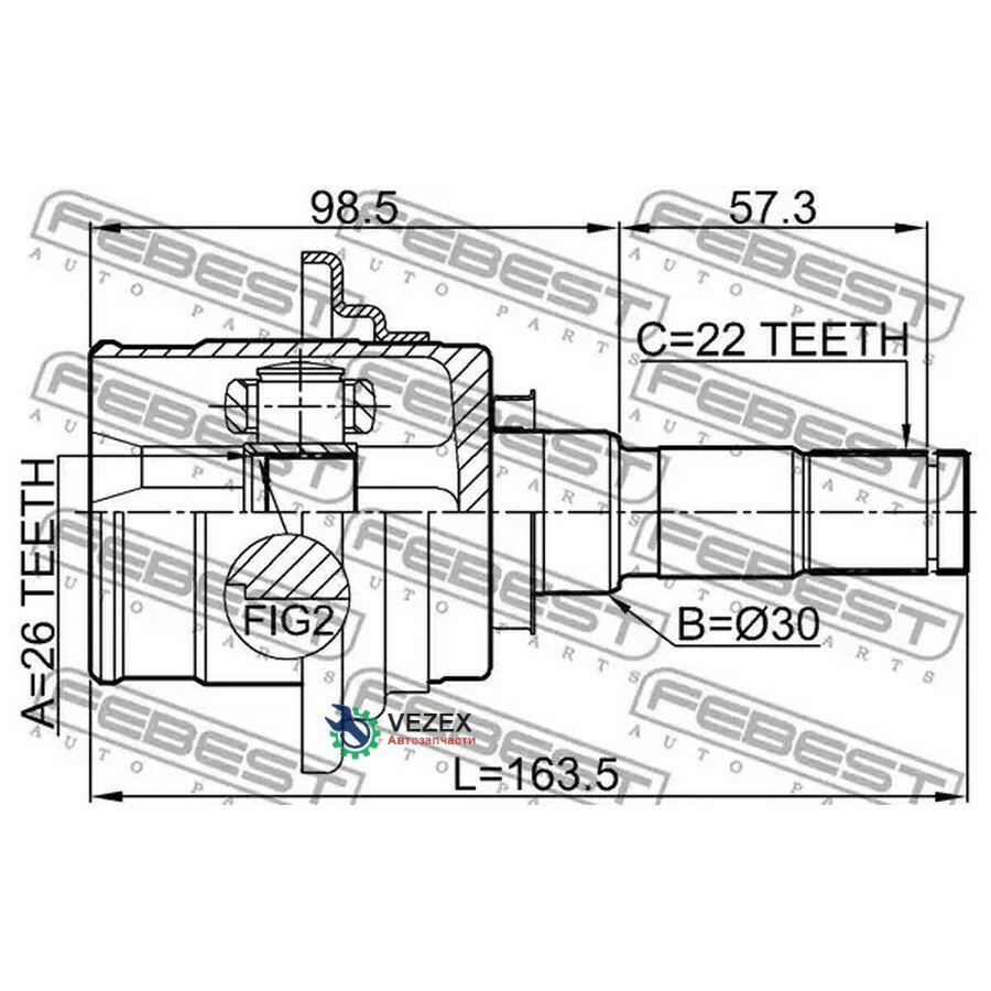 FEBEST 0511-CX5R ШРУС внутренний задний MAZDA CX-5 KE 2011- 0511-CX5R