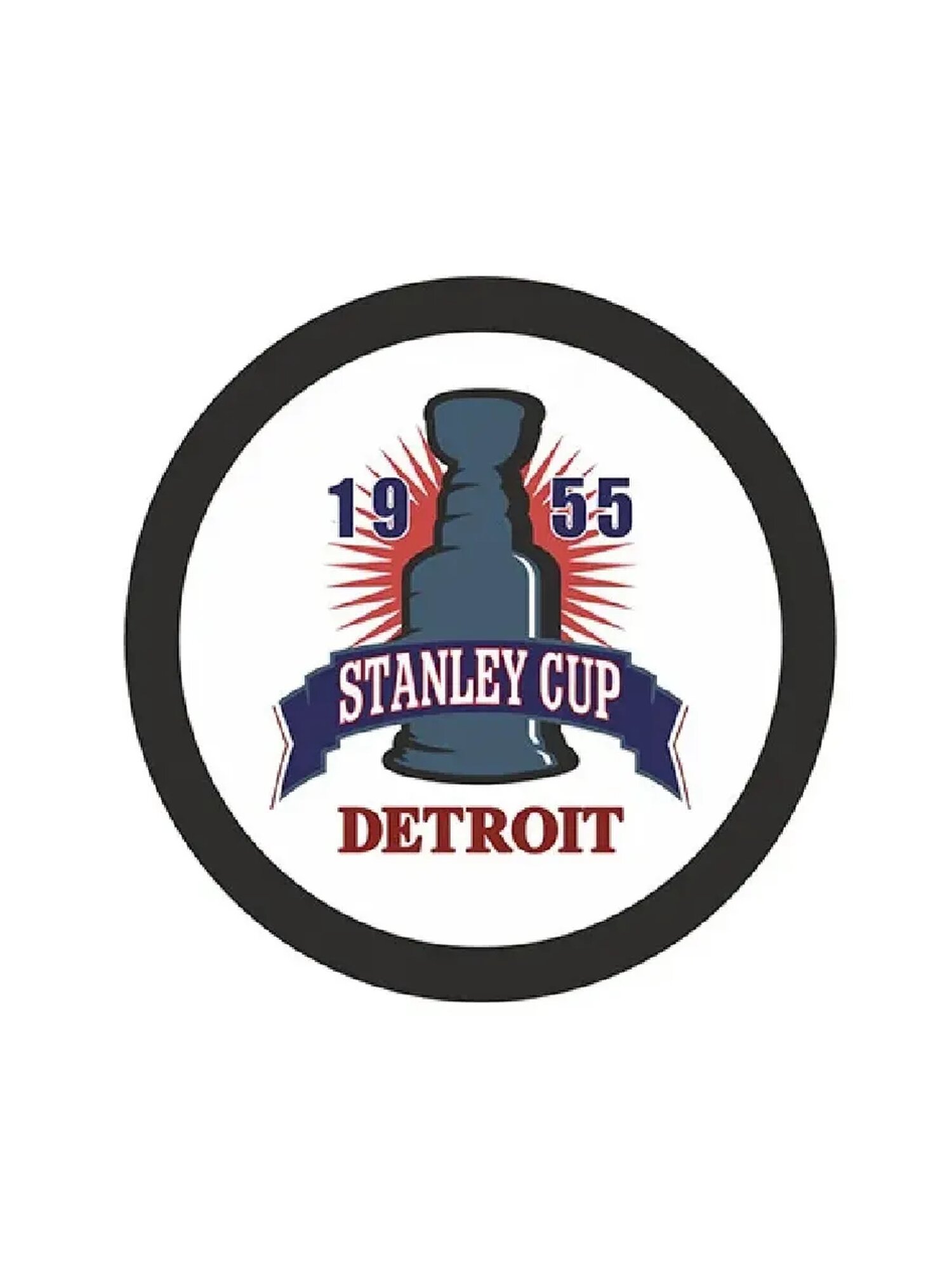 Шайба Sportfanat НХЛ Champions 1955 Детройт №2 1-ст, 76 мм, черный