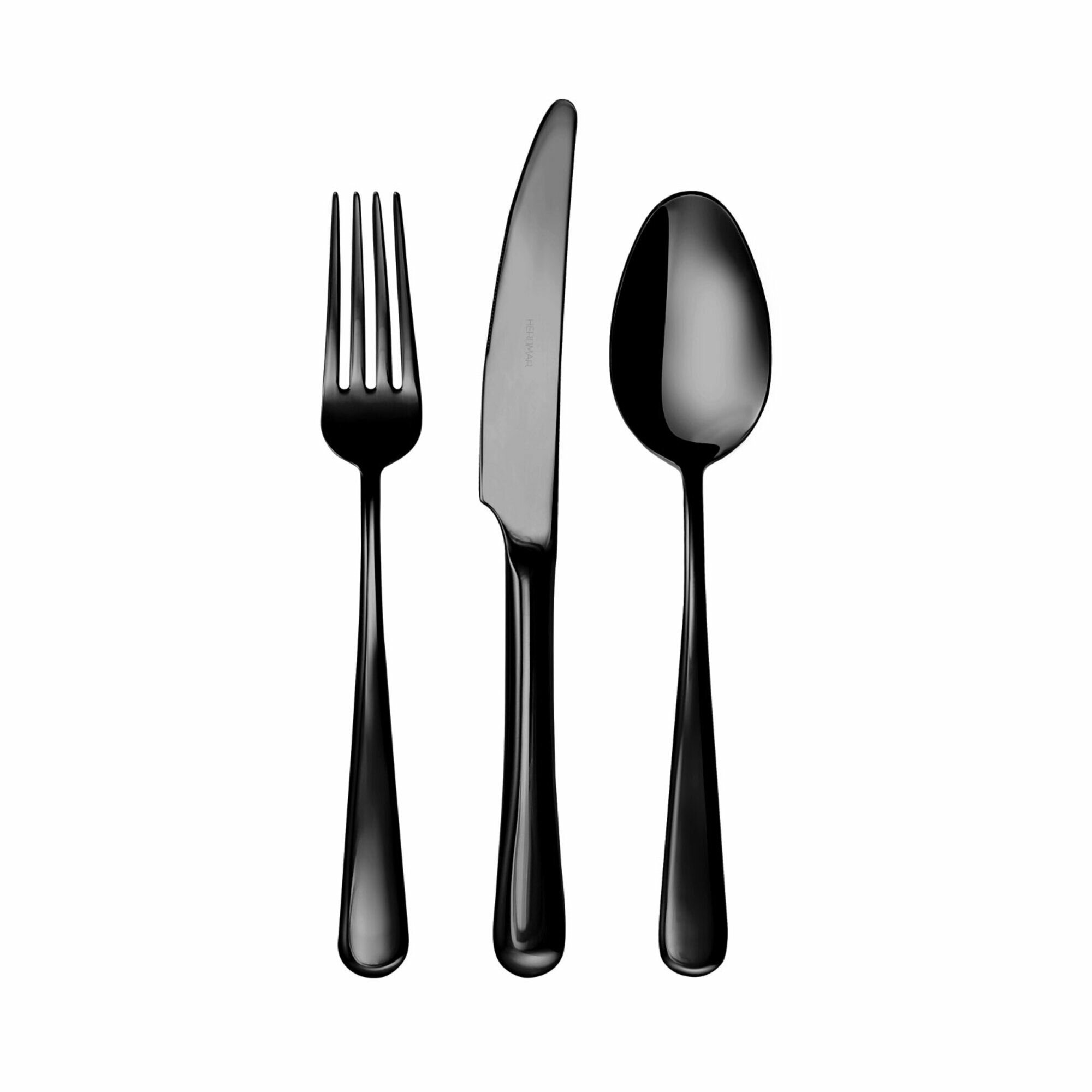 Столовые приборы Herdmar LUXOR BLACK 87, сталь 18/10, черный, 24 шт. (6 ложек + 6 вилок + 6 ножей + 6 чайных ложек) подарочная коробка