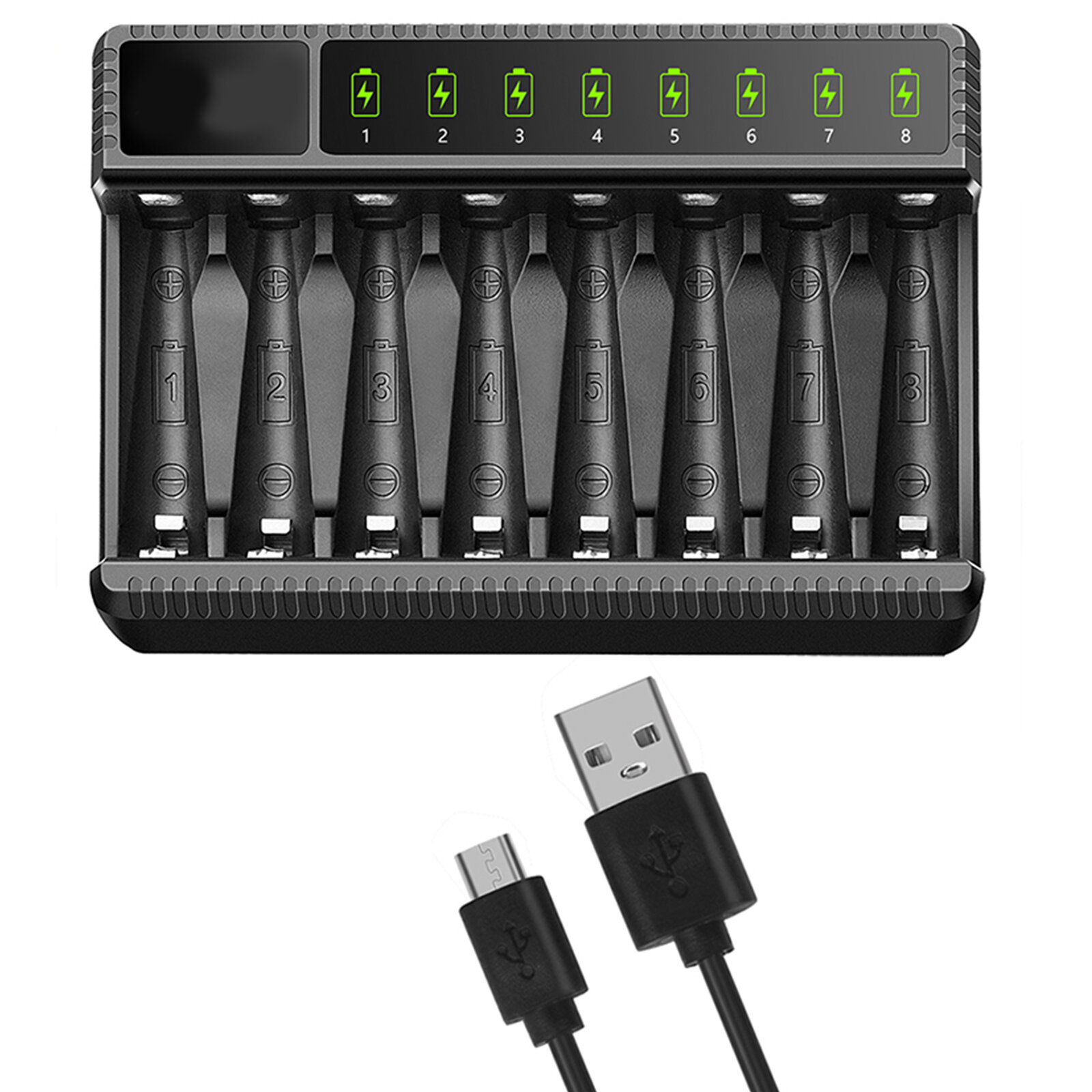 Зарядное устройство для AA аккумуляторов с LCD дисплеем, 8