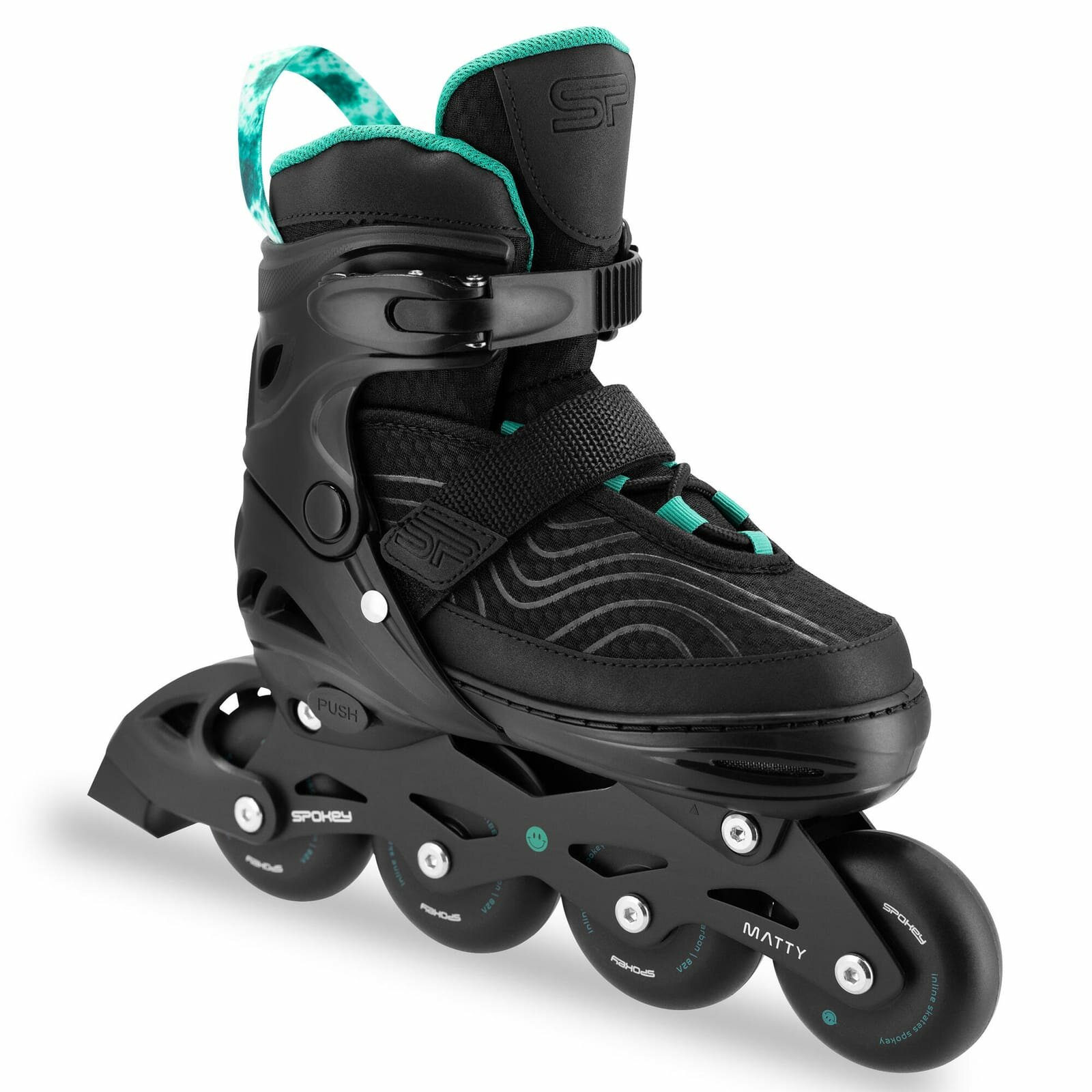 DECATHLON ролики spokey matty, черно-зеленый, размер 35/38