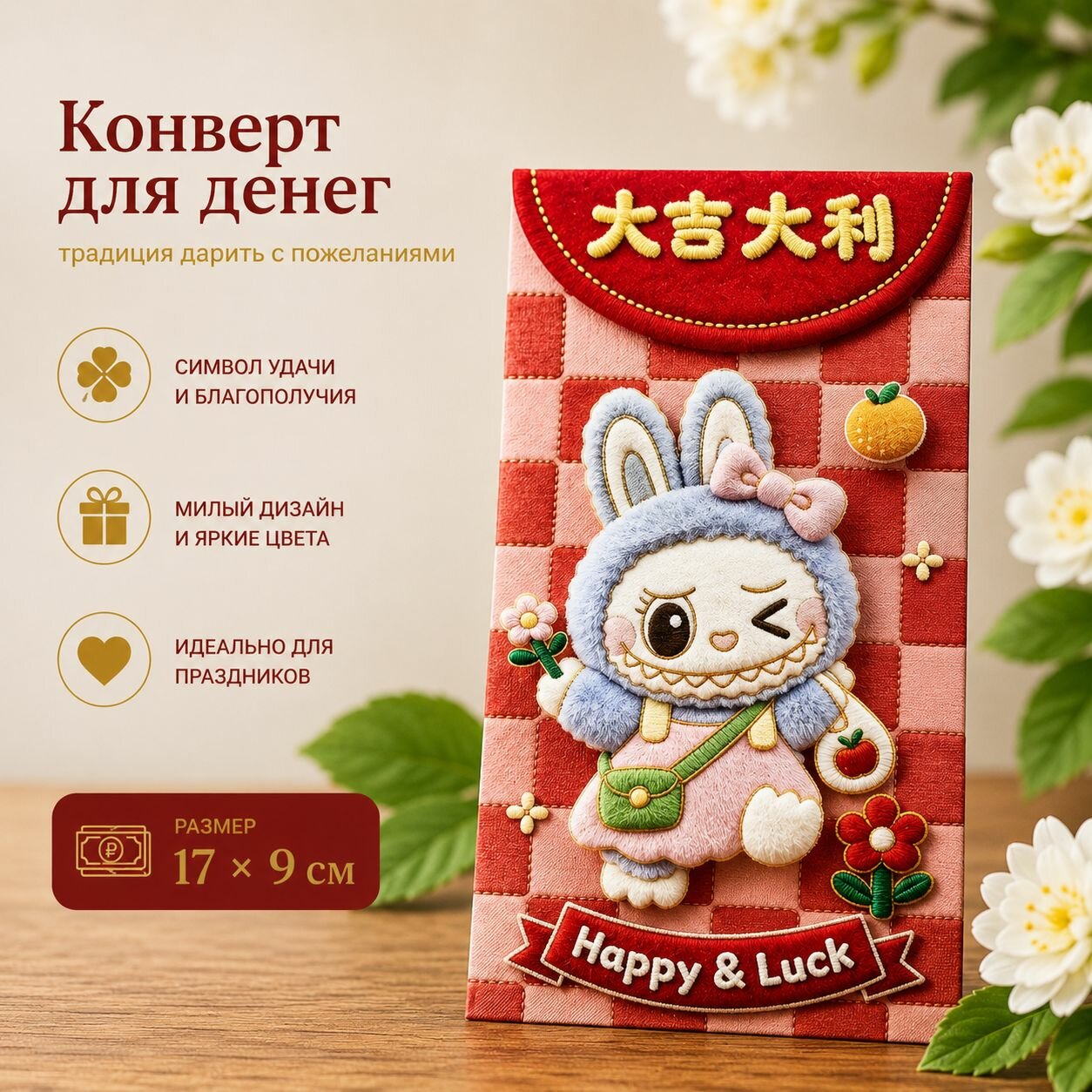 Подарочный конверт для денег Лабубу
