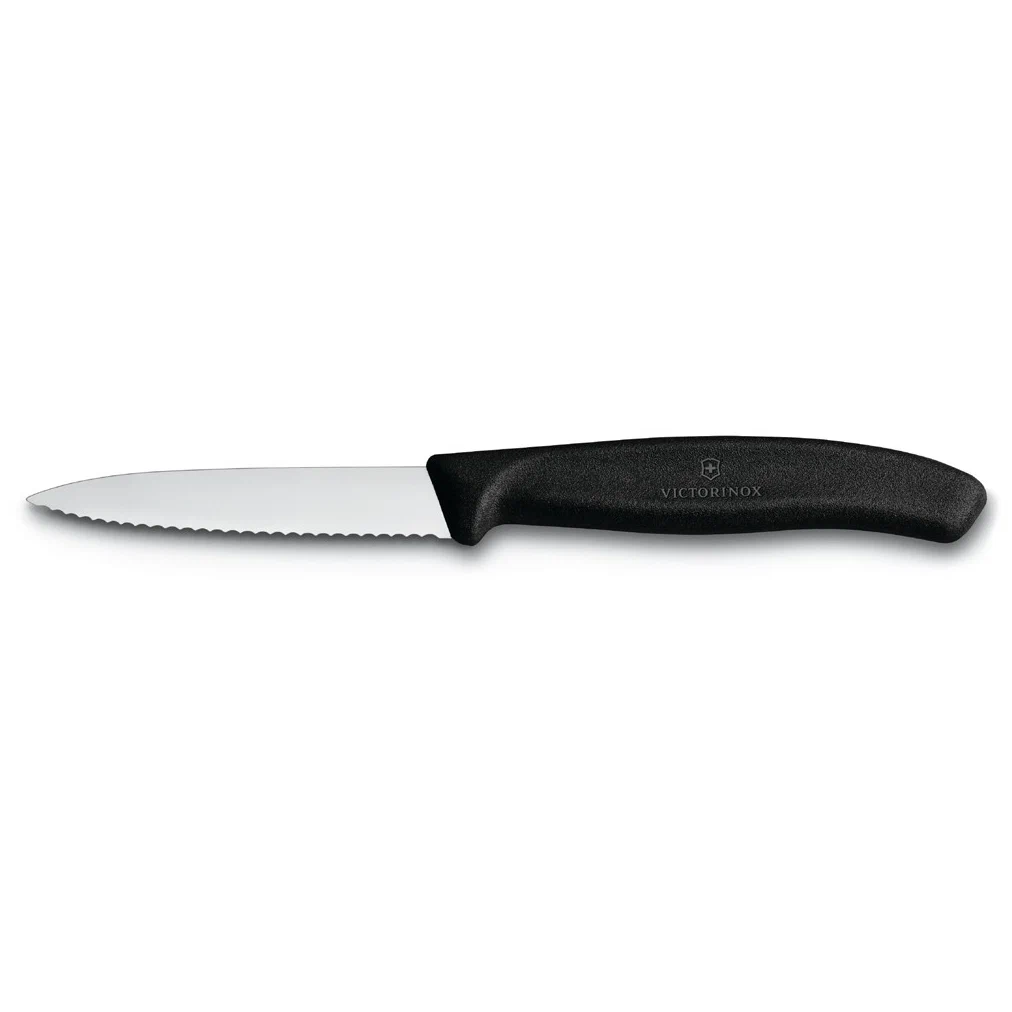 Нож кухонный Victorinox Swiss Classic (6.7433) стальной для овощей лезв.80мм серрейт. заточка черный
