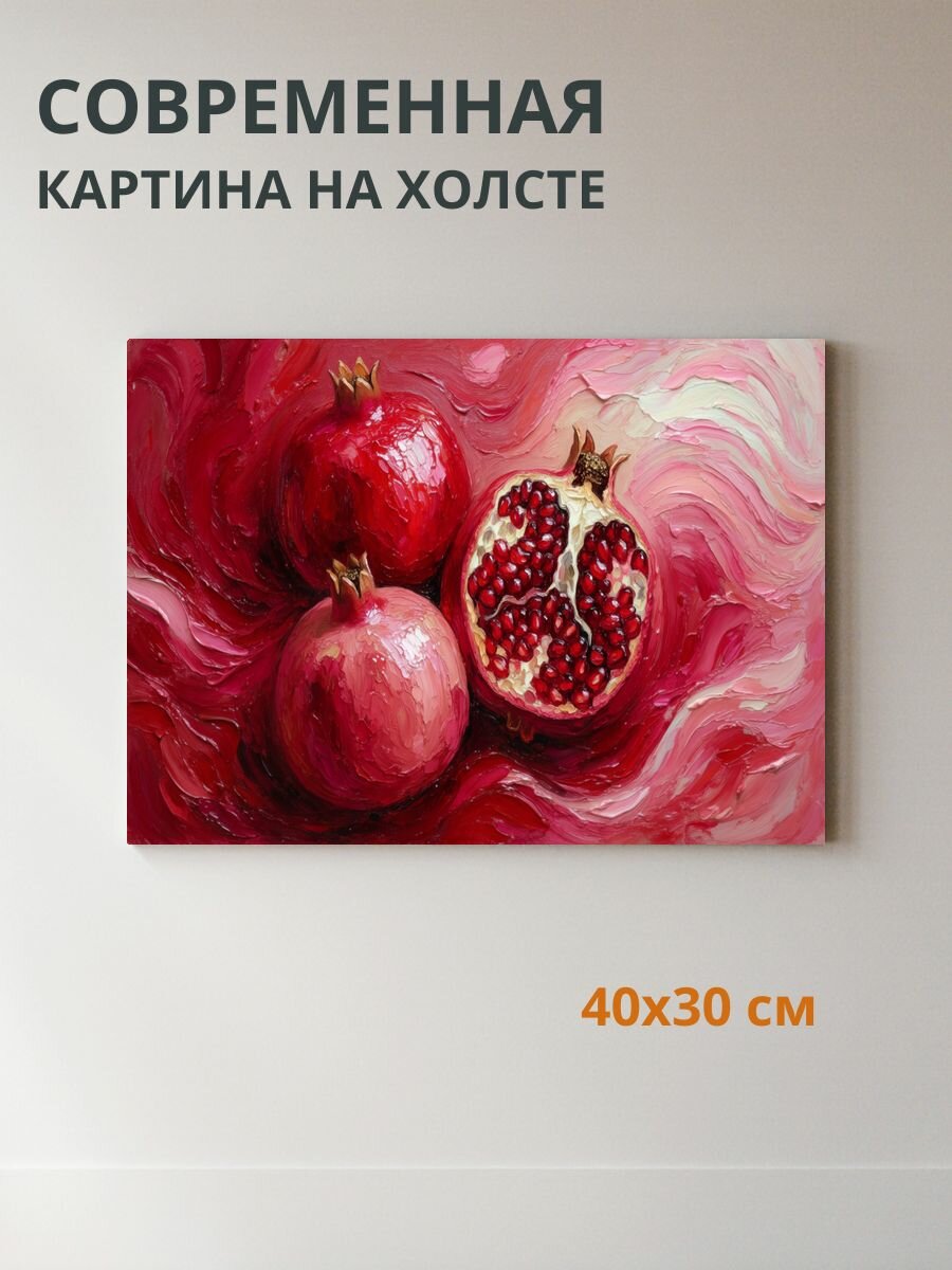 Картина на холсте Три граната 40x30 см