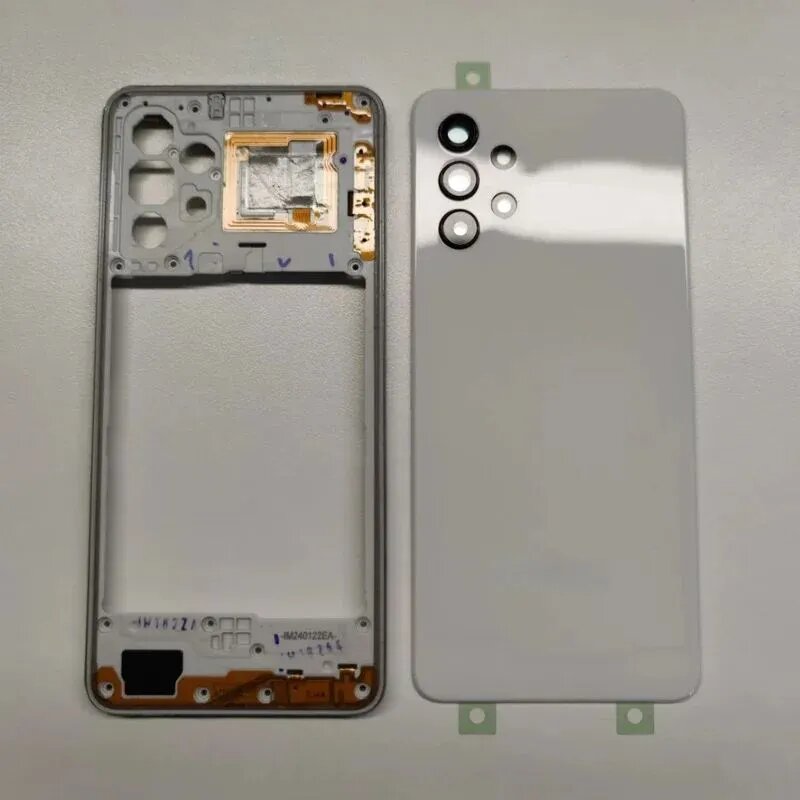 Корпус для Samsung Galaxy A32 4G A325F (средняя часть, задняя крышка со стеклом камеры проклейкой и прокладками), белый