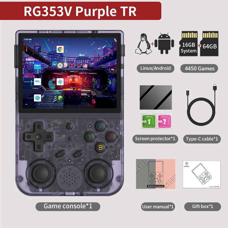 ANBERNIC RG353V портативная игровая консоль RG353V-Purple T 64G