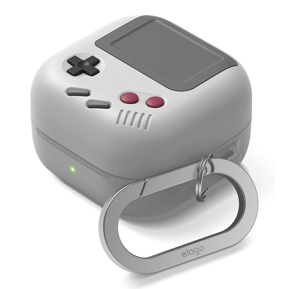 Elago чехол с карабином для Galaxy Buds 4/4 Pro, Unique AW5 Game console Hang case, Light Grey