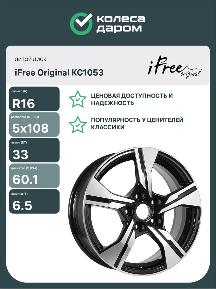 Колесный диск КиК Серия Реплика КС1053 (16_Tiggo 4 Pro) 6.5xR16 5x108 ET33 DIA60.1