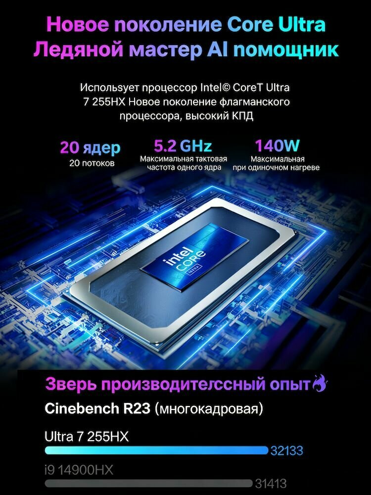 Игровой ноутбук MECHREVO JiGuang XPro, U7-255HX, RTX5070Ti, 16ГБ/1ТБ, Русская раскладка — фото 1