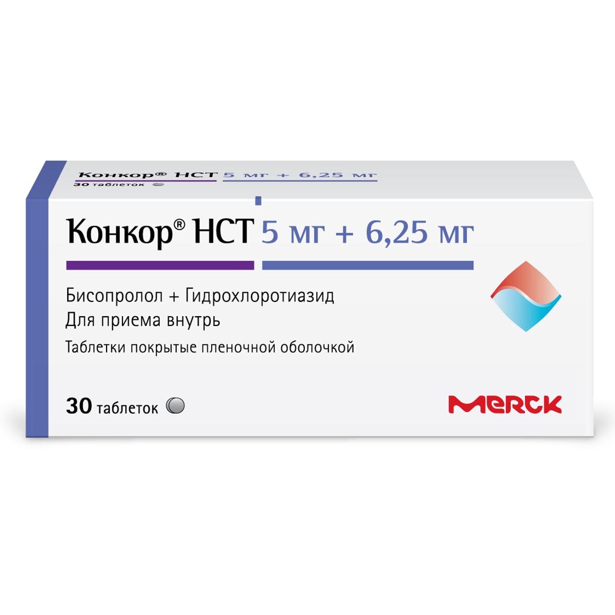 Конкор НСТ, таблетки покрыт. плен. об. 5 мг +6,25 мг, 30 шт.