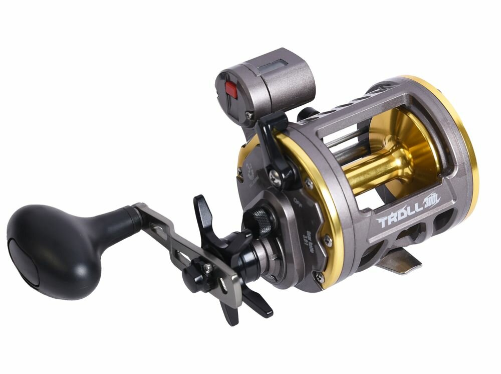 Катушка мультипликаторная Black Side Troll Pro 300L леворукая, мультипликаторная катушка для летней рыбалки на щуку, окуня, судака
