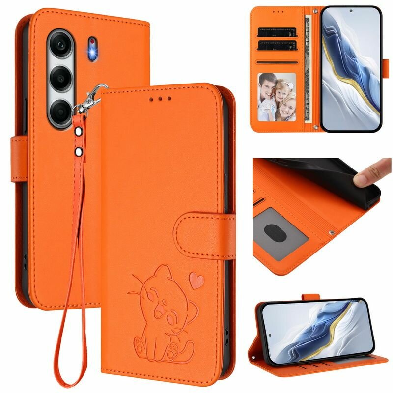 Чехол книжка для Техно Камон 40 4Г ( Tecno Camon 40 4G ) кожаный с магнитной застежкой, с функцией подставки, коротким шнурком