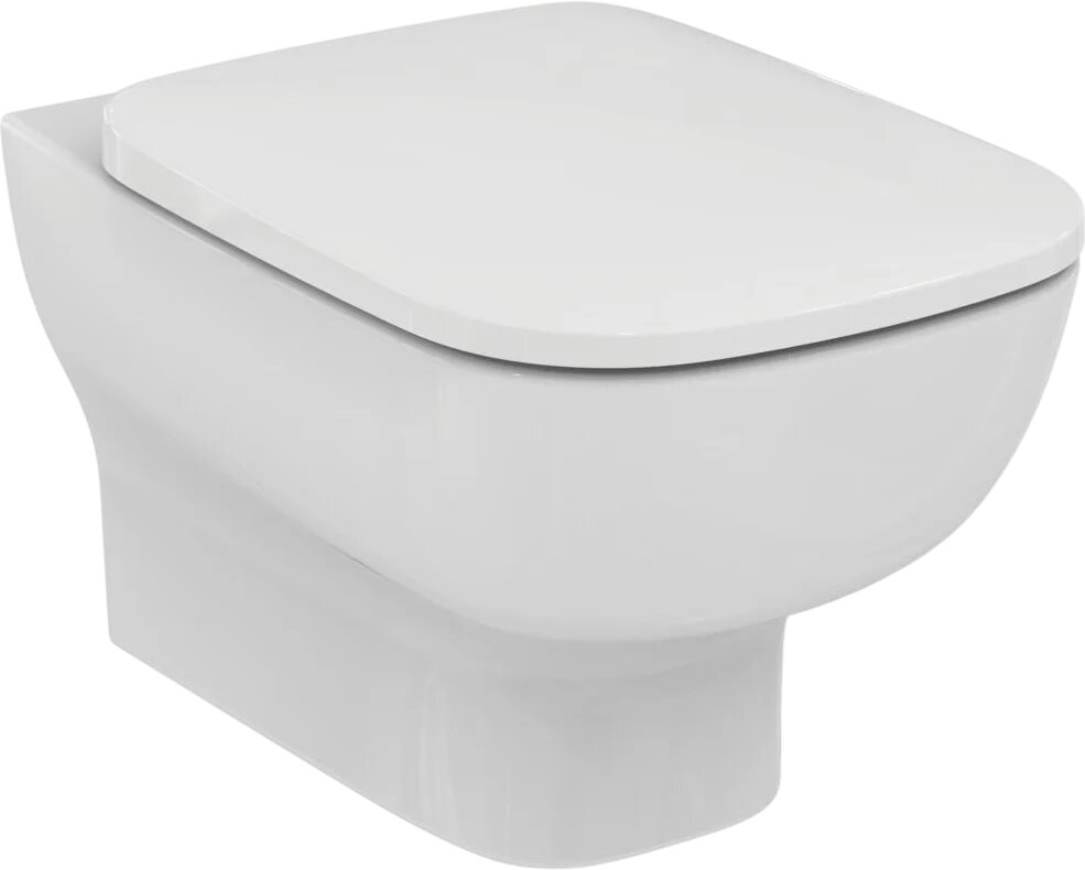 Унитаз подвесной Ideal Standard Esedra T281401 с микролифтом, без бачка, антивсплеск, фарфоровый, белый, глянцевый, прямоугольный, сиденье для унитаза в комплекте