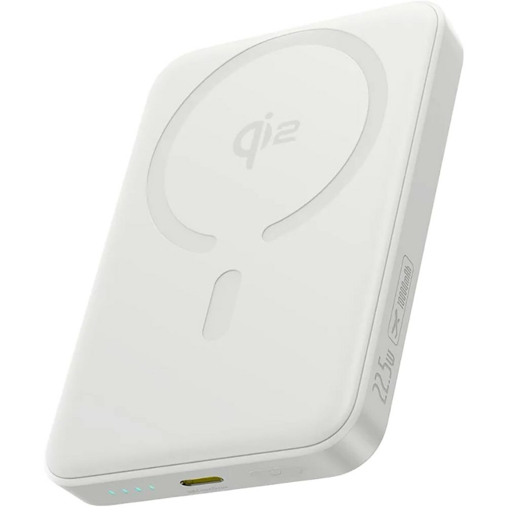 Внешний магнитный аккумулятор Baseus EnerFill FM12 Qi2 Magnetic 10000mAh 22.5W идеален для iPhone, Moon White