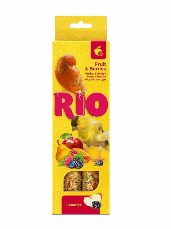 RIO Лакомство для канареек, палочки с фруктами и ягодами, 2 шт х 40 гр, 1 уп