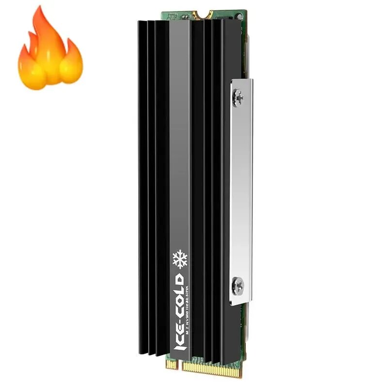 Алюминиевый радиатор охлаждения для M.2 SSD 2280 с двумя термопрокладками