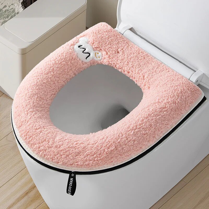 DKSTINYE Утепленный комплект чехлов для унитаза Розовый, pink 1pcs