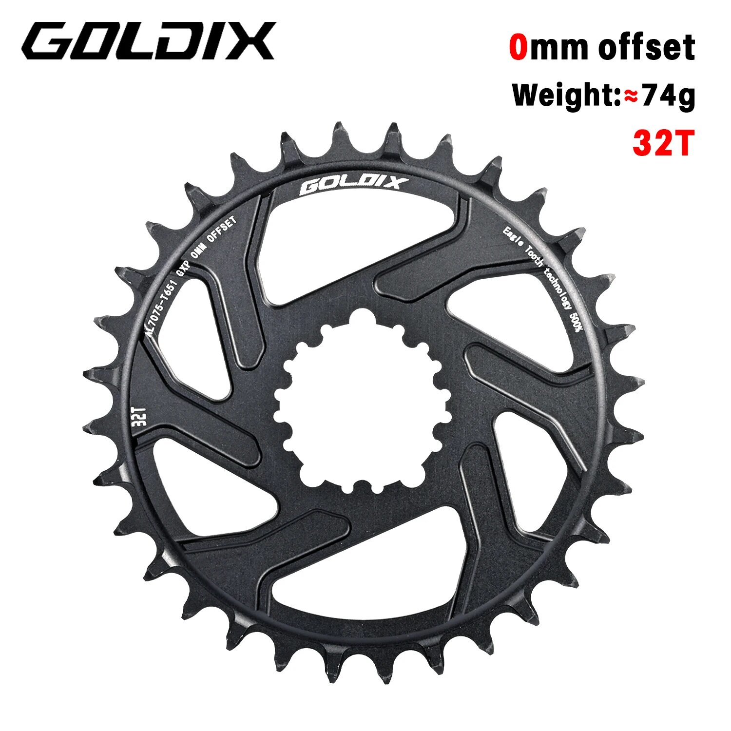 GOLDIX Звездочка для горного велосипеда 30/32/34/36/38T 0mm offset 32T