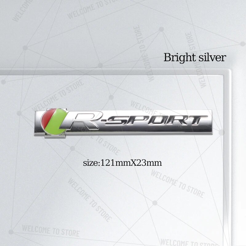 Стайлинг автомобиля R Sport S Logo Металлические 3D буквы Серебряный, 121X23mmBrightSilver, Sticker