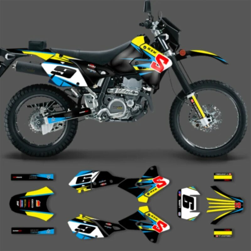 PowerZone Custom Team Мотоциклетная графическая наклейка и комплект наклеек для SUZUKI DRZ400 SM S E DRZ 400 SM S E 1999-2022, индивидуальный номер 01