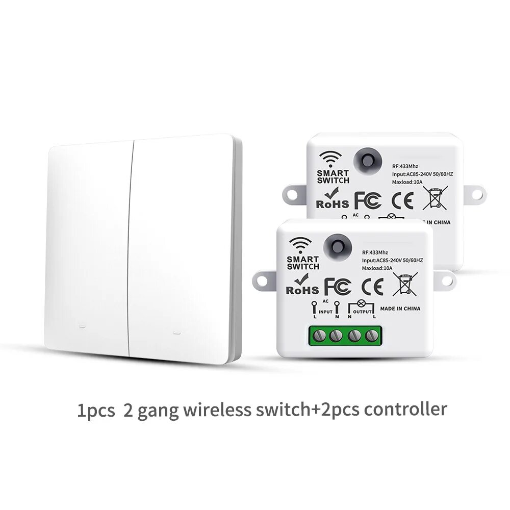 RF433 Самопитающийся выключатель sixwgh 1 switch 2 control W