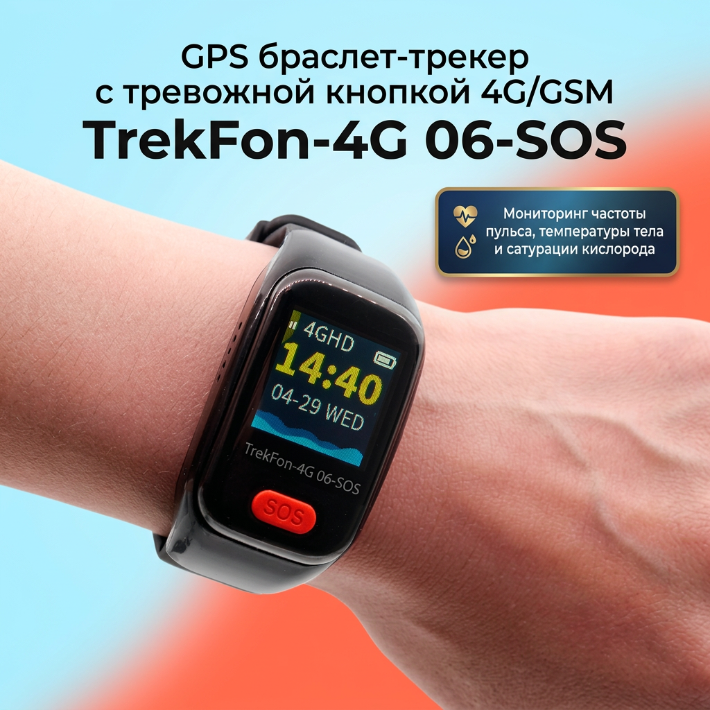 Умный GPS трекер с дисплеем и SIM-картой TrekFon-4G 06-SOS