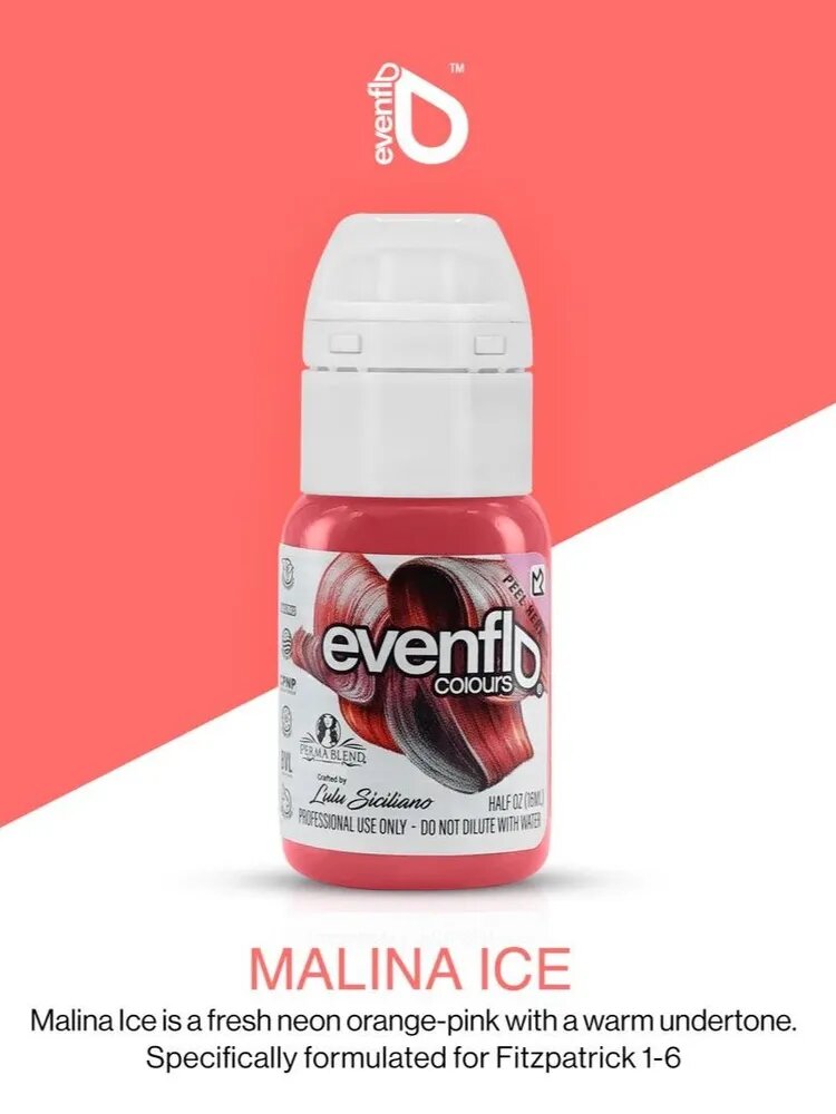 Perma Blend Evenflo Malina Ice Пермабленд Макияжа Пигмент для губ, PMU пигмент, 15 мл