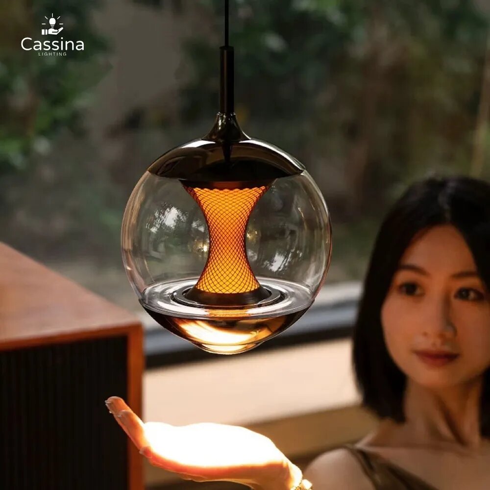Cassina Люстра, LED, 16 Вт, Алюминий, Стекло, Черный матовый, 170x170x285 мм