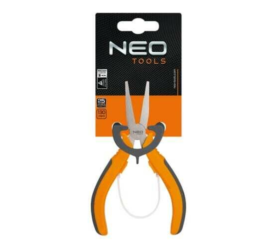 NEO Tools Плоскогубцы прецизионные 130 мм, губки с зубцами, нейлоновая пружина, двухкомпонентная рукоятка, сертификат 01-105
