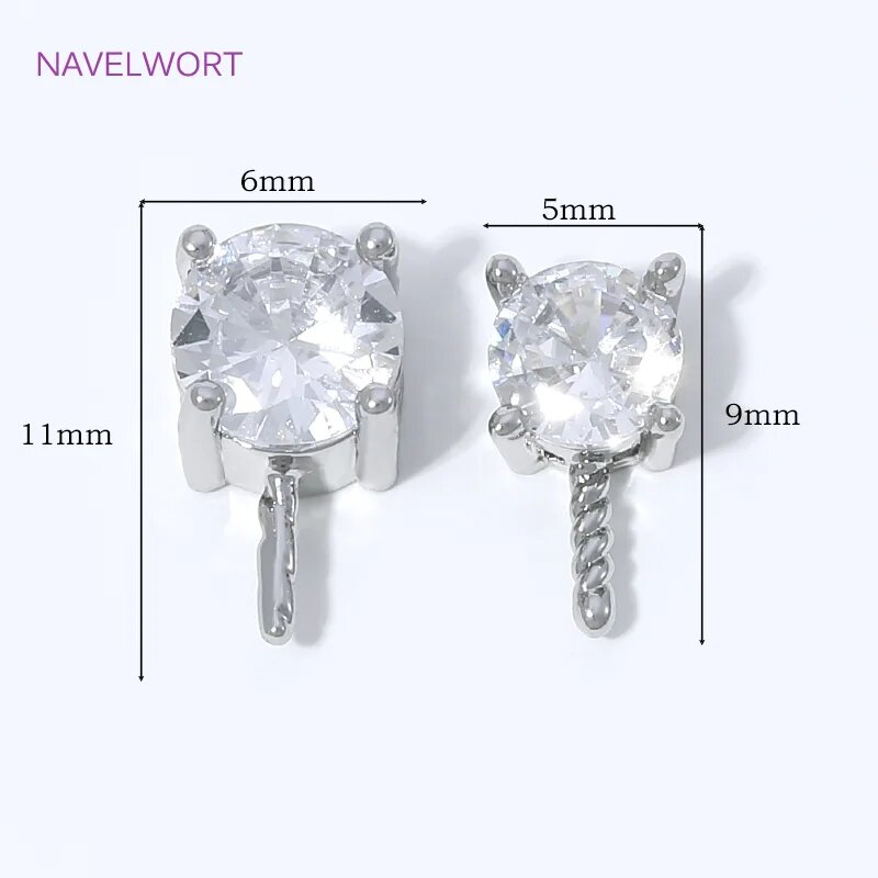 NAVELWORT серьги-гвоздики, Rhodium Plated, 6x5x11мм