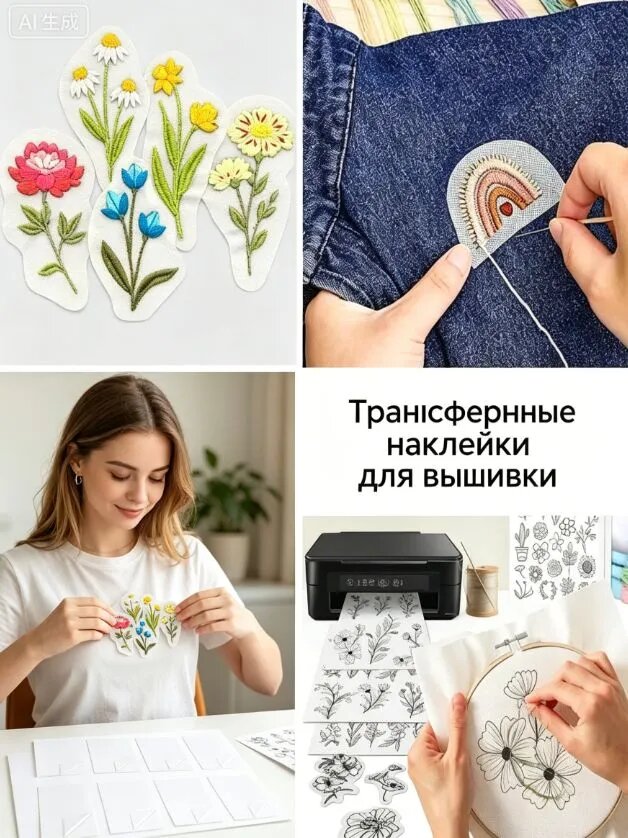 5 листов водорастворимого флизелина А4 на клеевой основе.