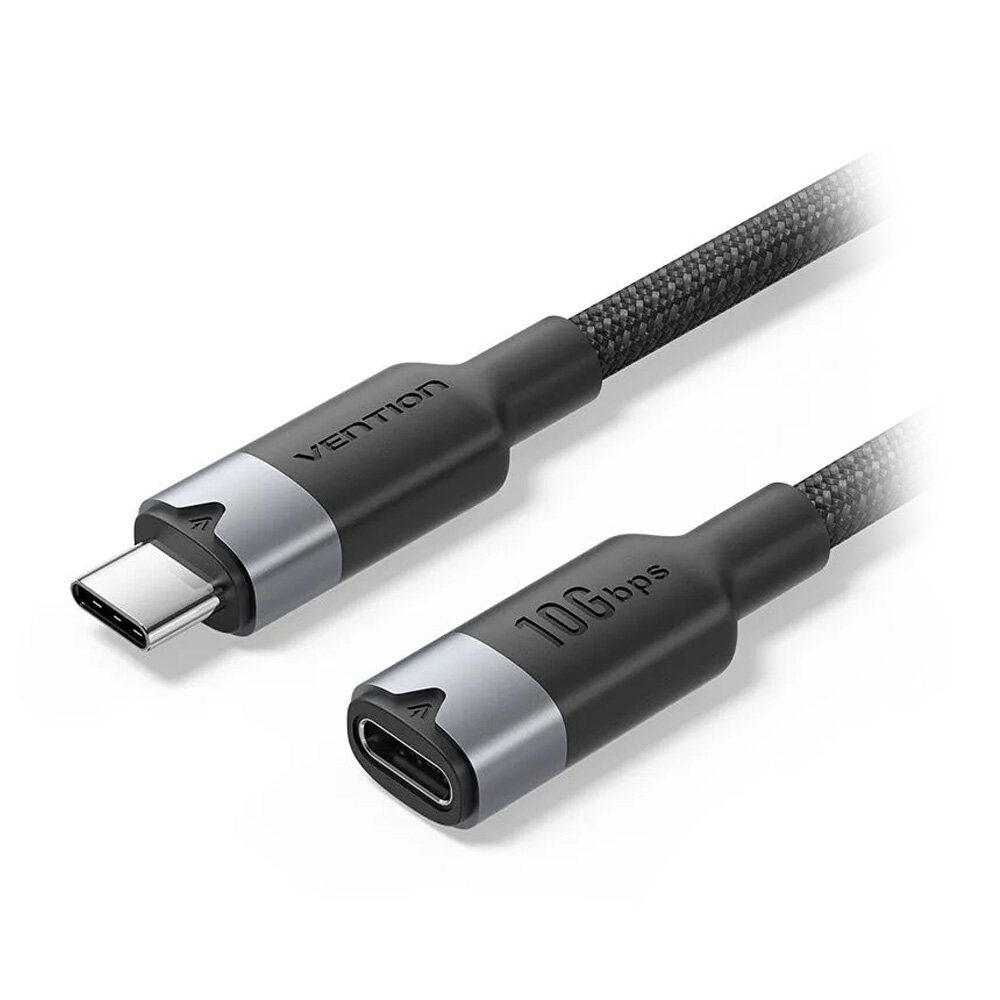 Vention USB 3.2 Gen2 USB-C M/USB-C F 5А PD100W 1.0m black кабель-удлинитель
