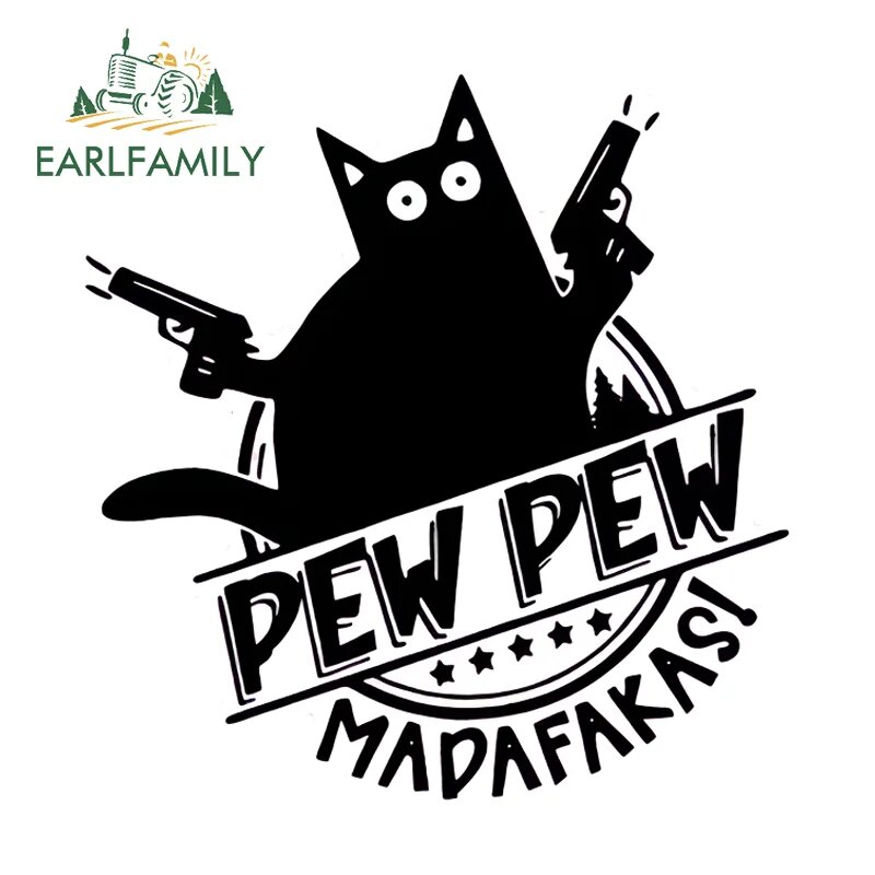 Наклейки и декоративные стикеры для автомобилей EARLFAMILY Pew Pew Madafakas, Черный, 13cm