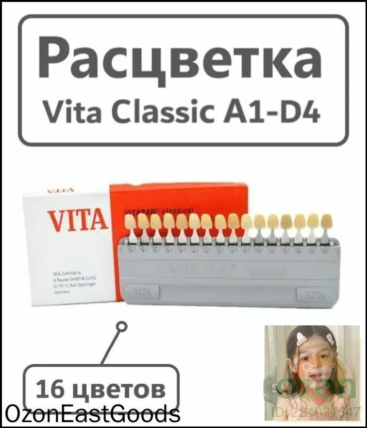 Расцветка Vita clаssiсal шкала А1-D4 расцветка вита для определения цвета зубов